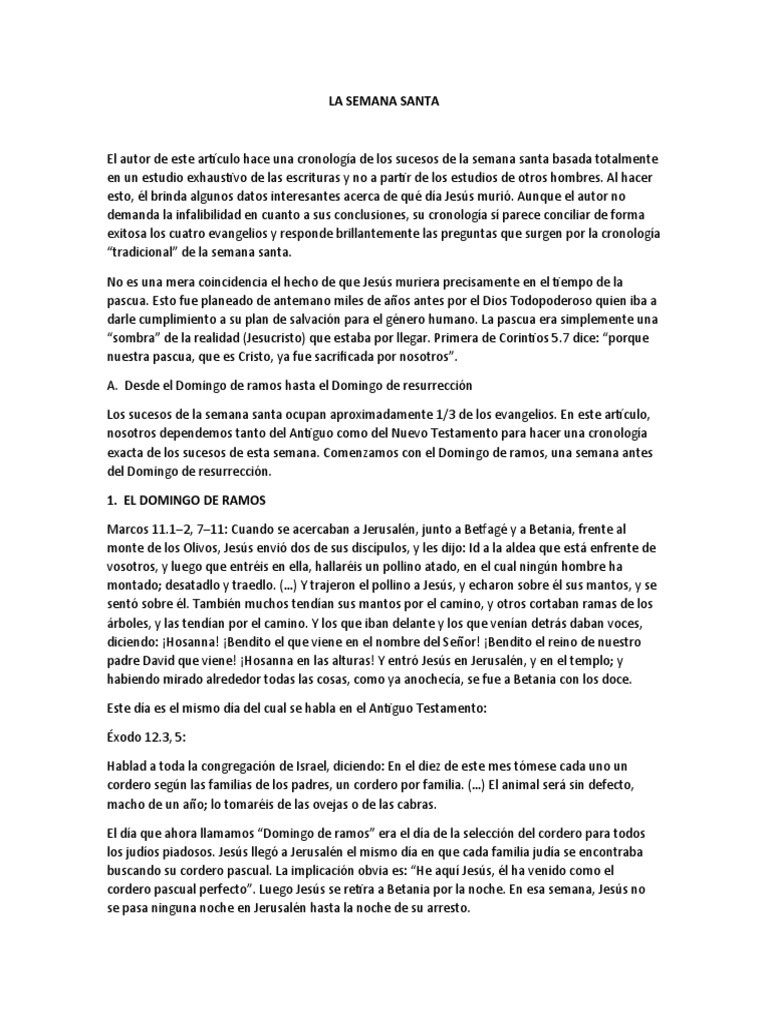 Cronología Bíblica de Semana Santa | PDF | Jesús | Evangelio de Mateo