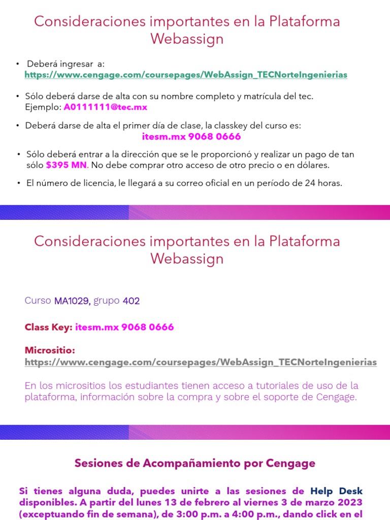 Instrucciones Webassign | PDF | Crecimiento personal y profesional