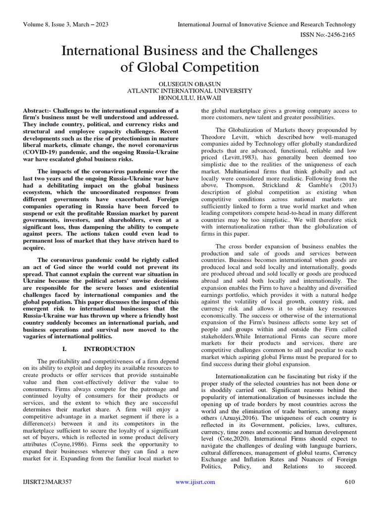 Challenges of Global Competition in Business | PDF | Competitive ...
