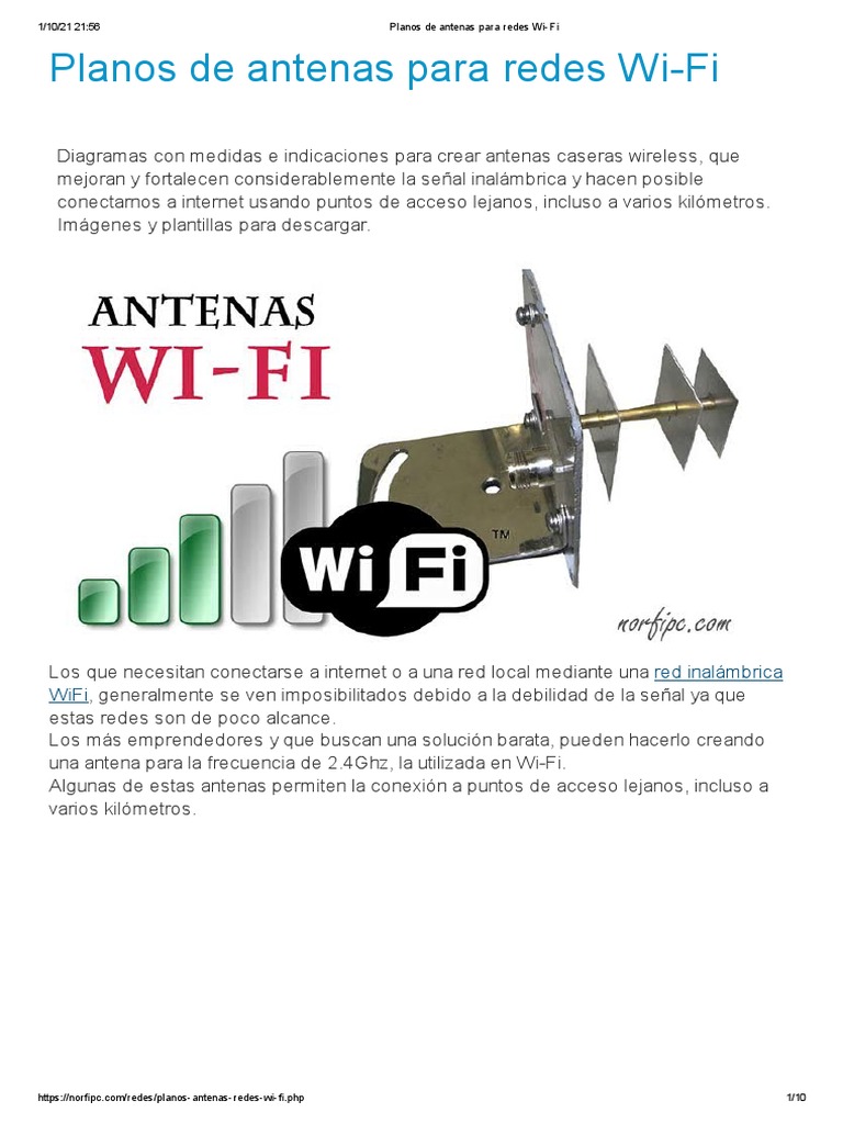 Planos de Antenas para Redes Wi-Fi | PDF | Antena (Radio) | Wifi