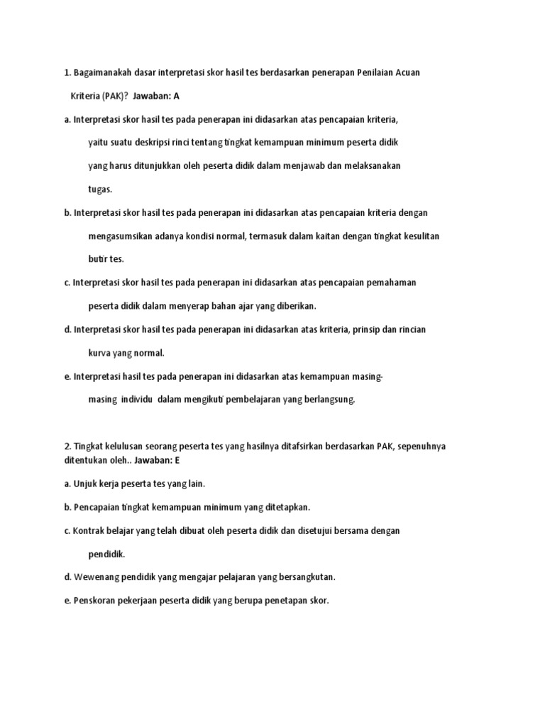 Interpretasi Skor Tes PAK dan HOTS | PDF | Karier & Perkembangan