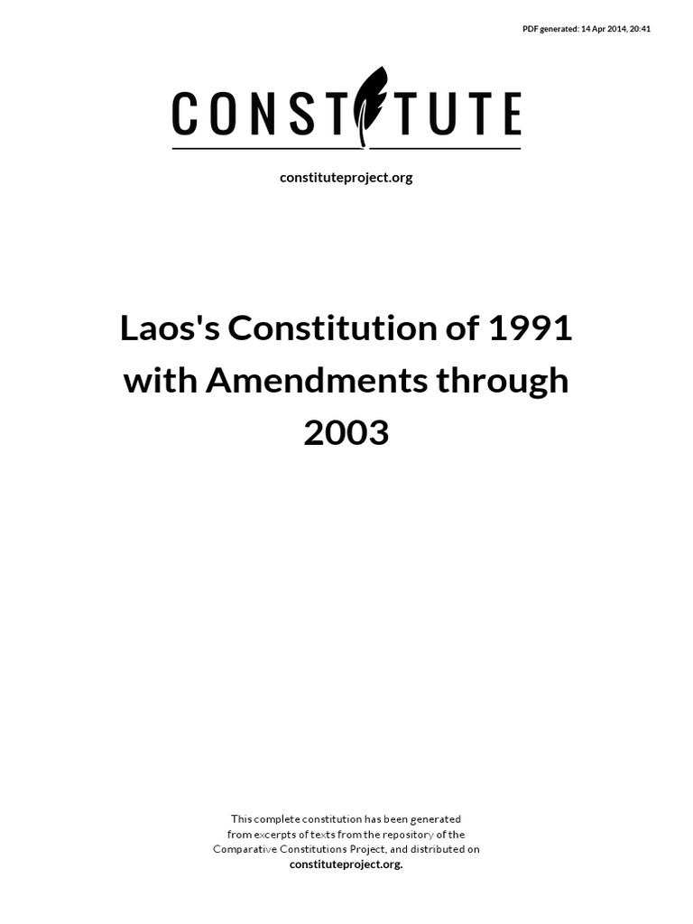 Laos-Constitution-1991-2003-Amendments | PDF | Prosecutor | National ...