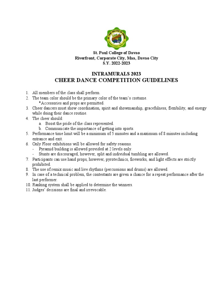 Cheerdance Field Demo Guidelines | PDF | Performing Arts | Entertainment