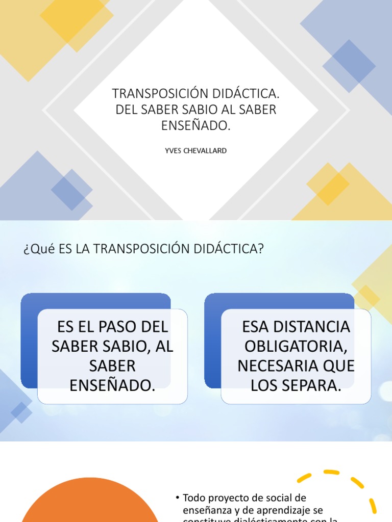 La transposición didáctica: Transformando el saber sabio en saber ...