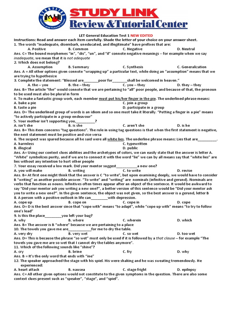 DONE LET Gen Ed Test 1 Rationalization 1 PDF | PDF | Ozone Depletion ...