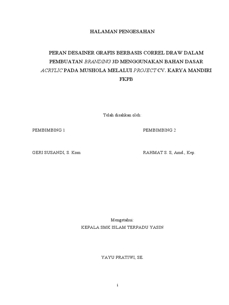 Halaman Pengesahan | PDF