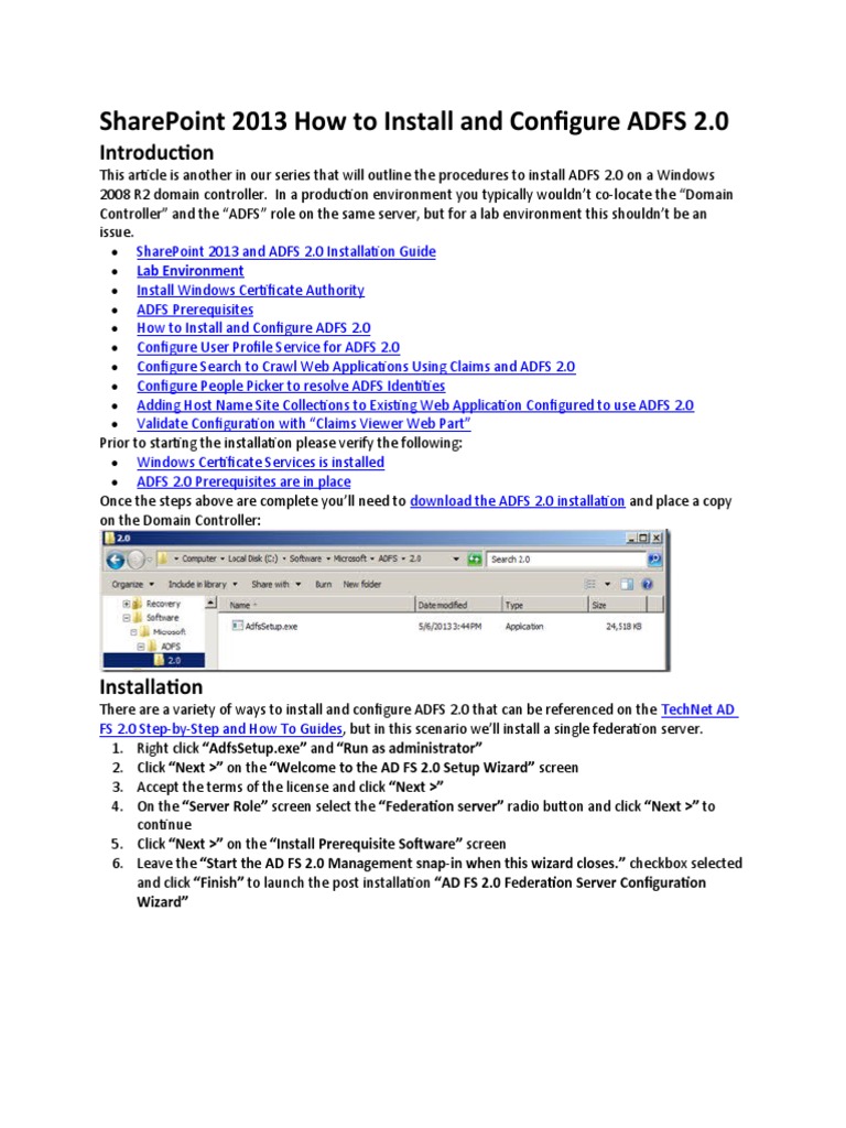 3 ADFS Installation and Configuration | PDF | Share Point | Public Key Certificate