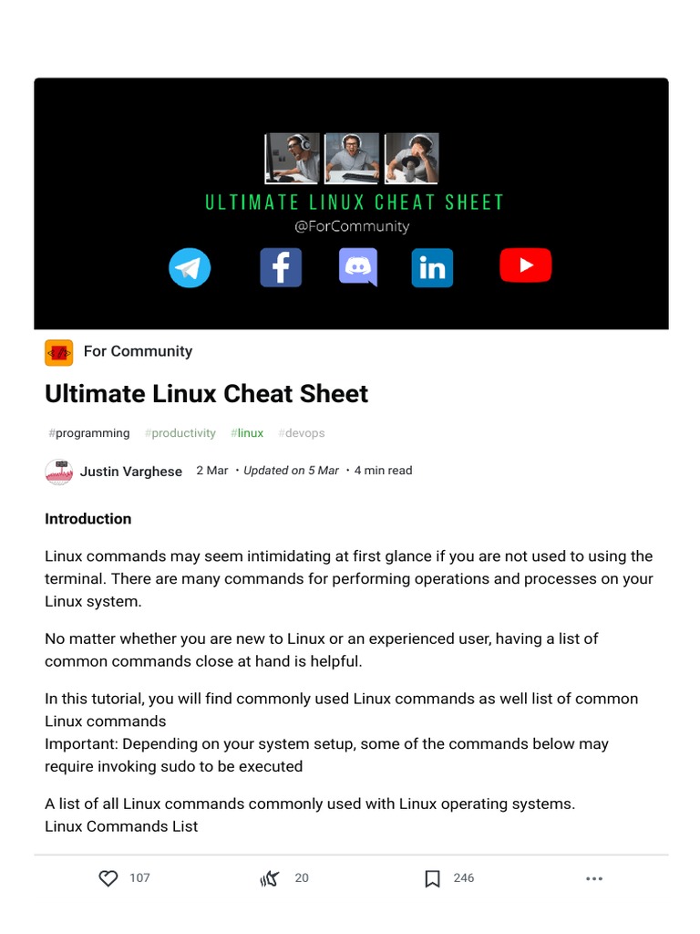 Ultimate Linux Cheat Sheet PDF | PDF | Computer File | Operating System Technology