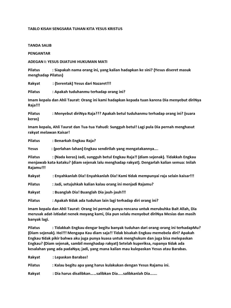 Teks Tablo Kisah Sengsara | PDF