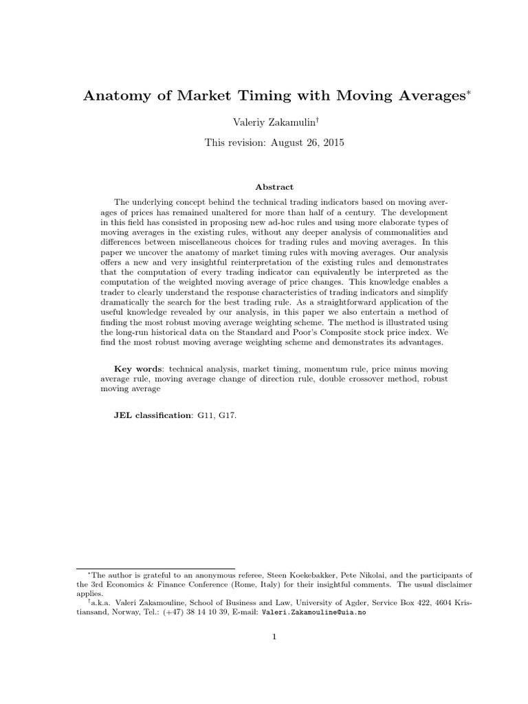 Anatomy of Market Timing With Moving Averages | PDF | Technical ...