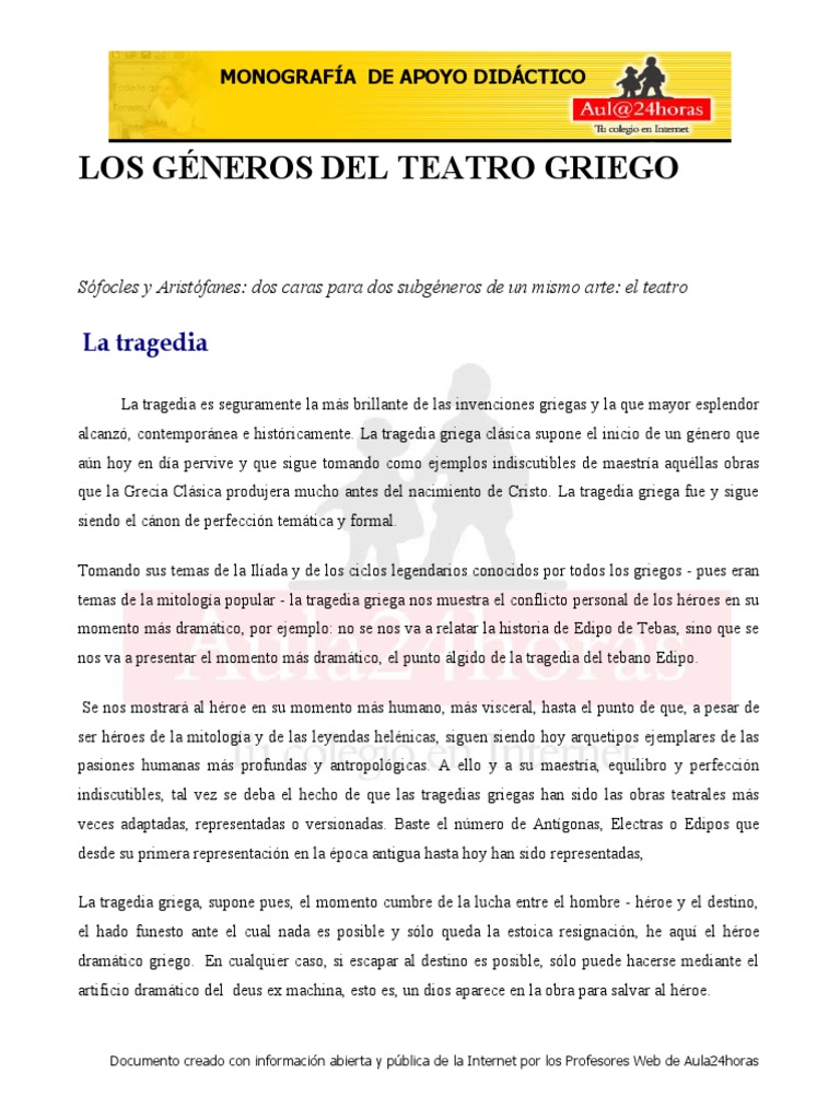 Generos Del Teatro Griego | PDF | Agamenón | Edipo