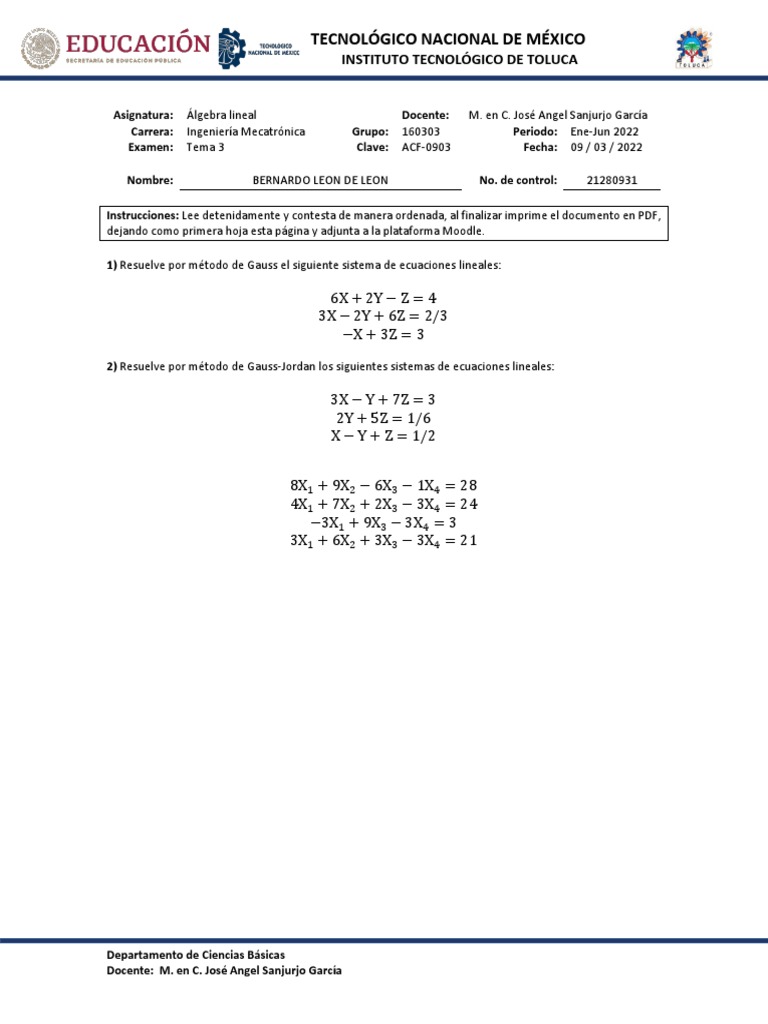 Examen Bernardo Algebra T2 | PDF