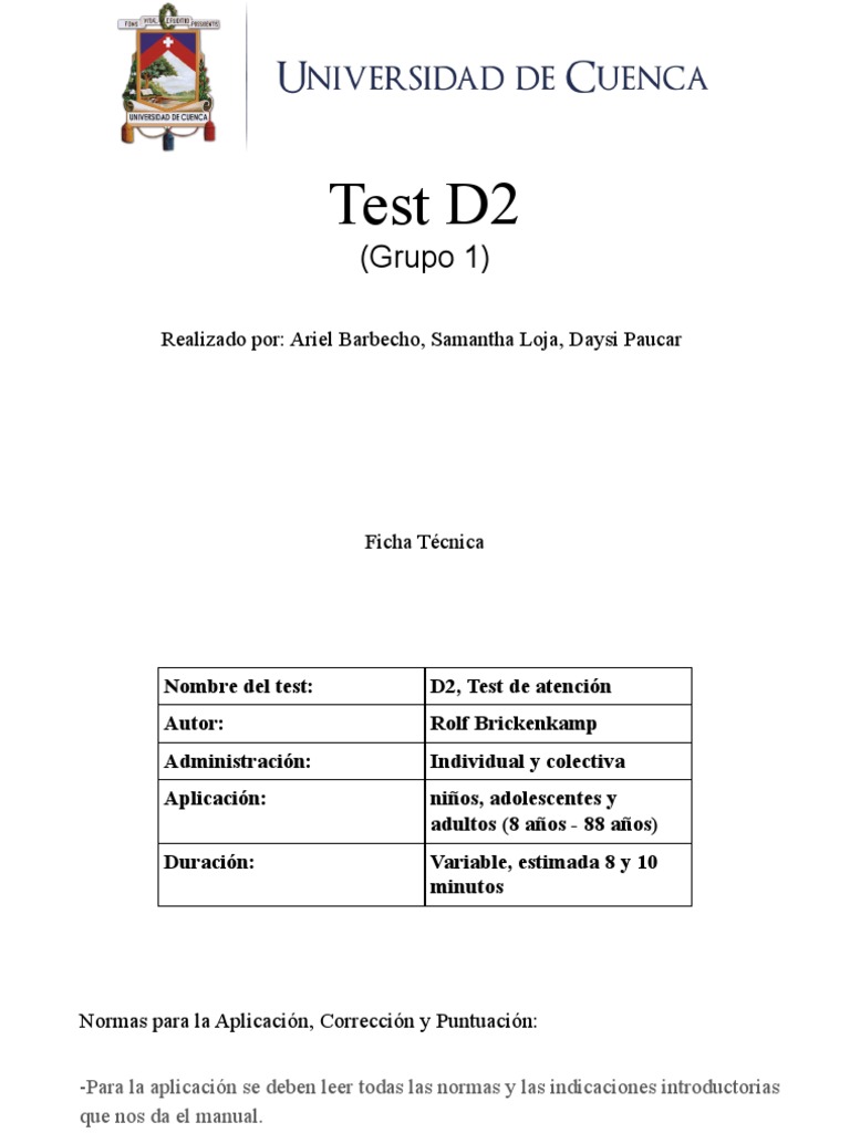 Test D2: (Grupo 1) | PDF