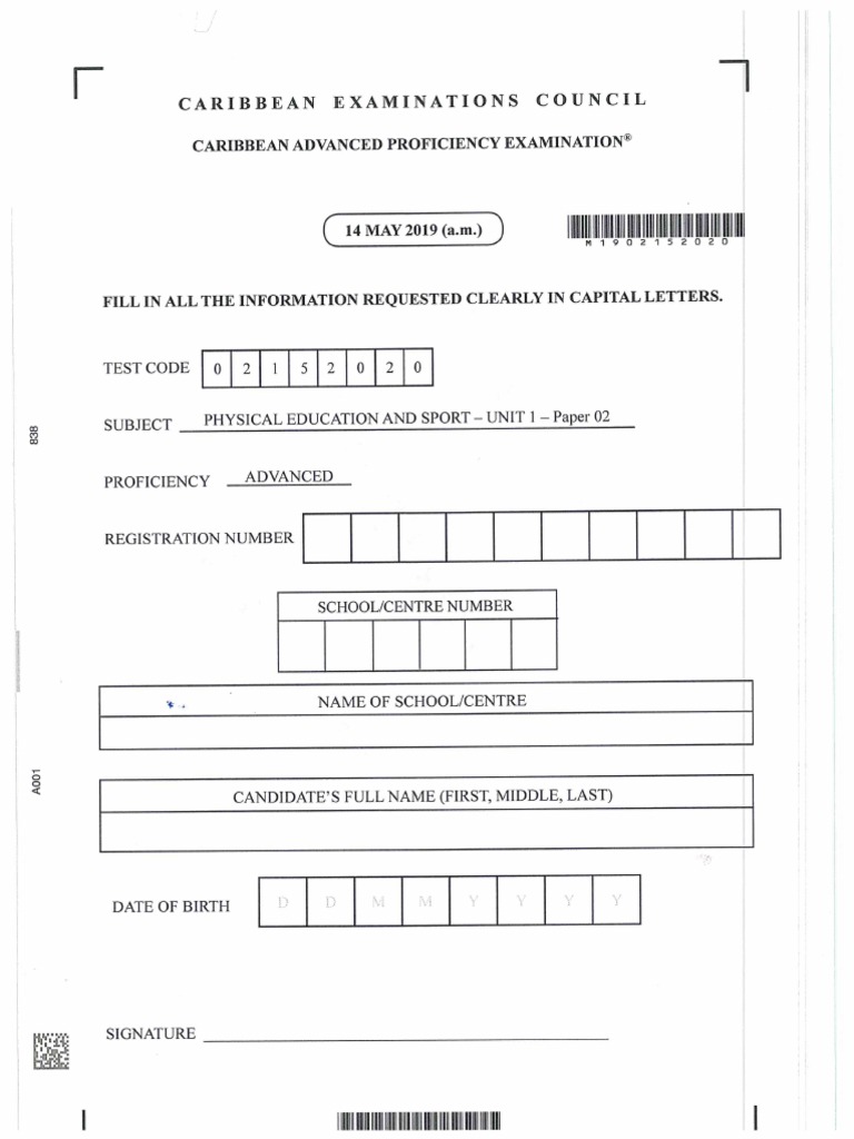 CAPE 2019 PE Unit 1 Paper 2 PDF | PDF