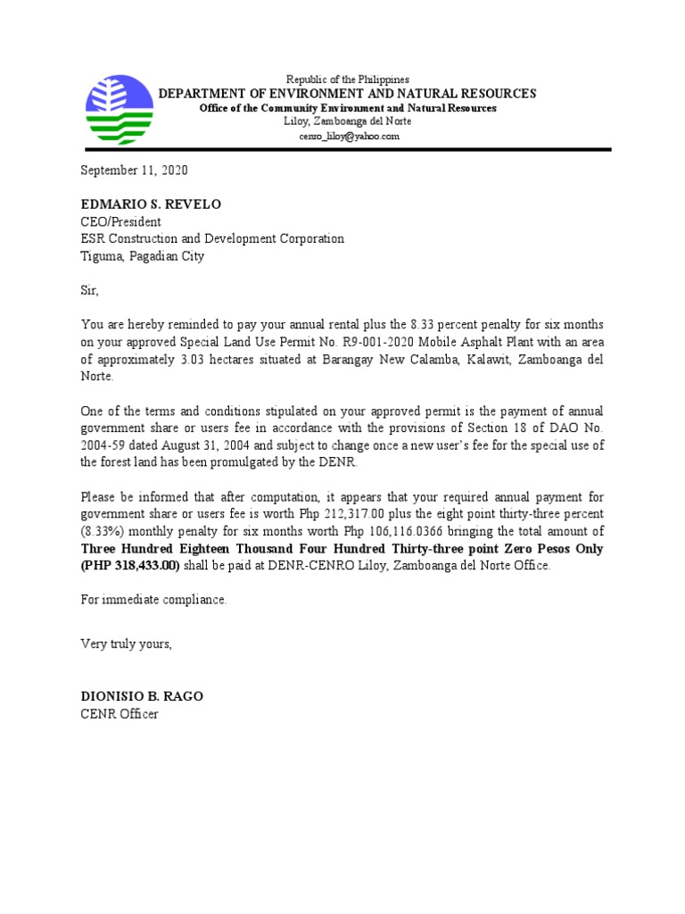 Letter To ESR Asphalt | PDF