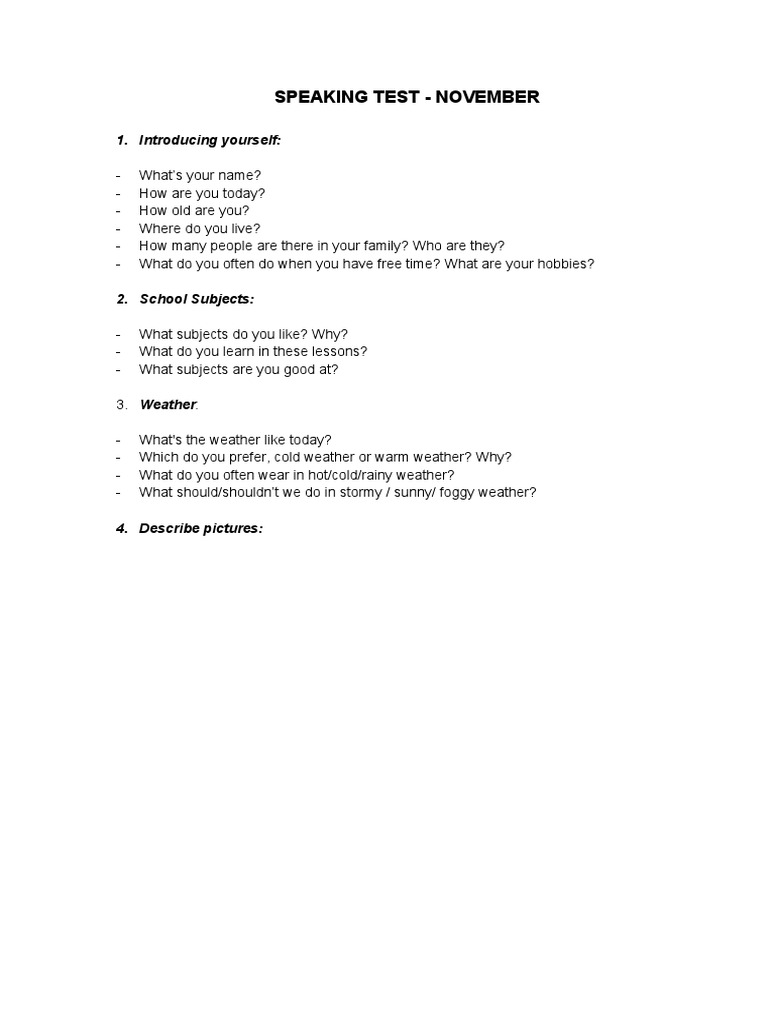 Speaking Test | PDF