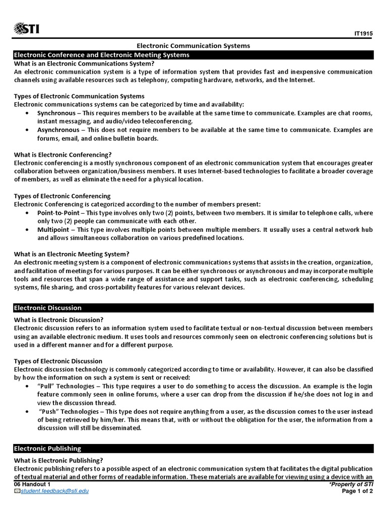 MIS-5 Handout | PDF | Electronic Publishing | Telecommunications