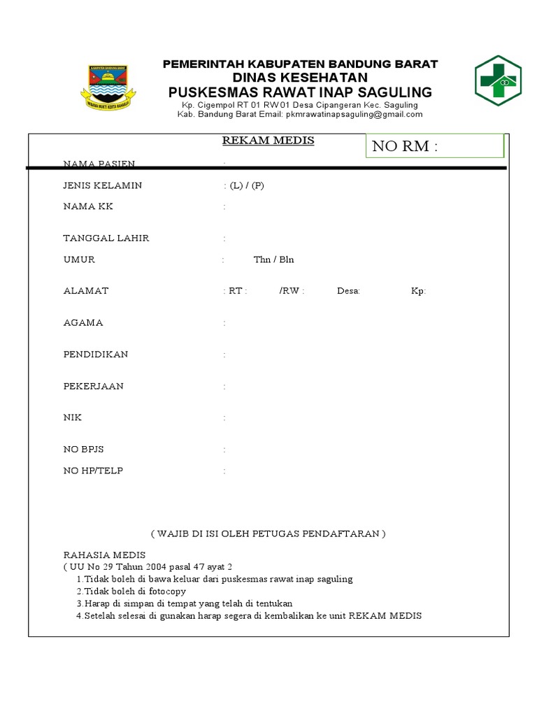 Lembar Awal Identitas Pasien | PDF