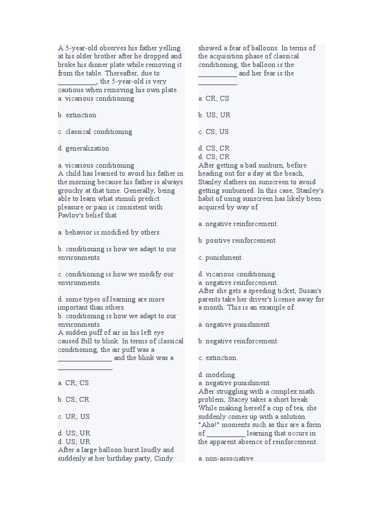 A 5 | PDF | Classical Conditioning | Learning