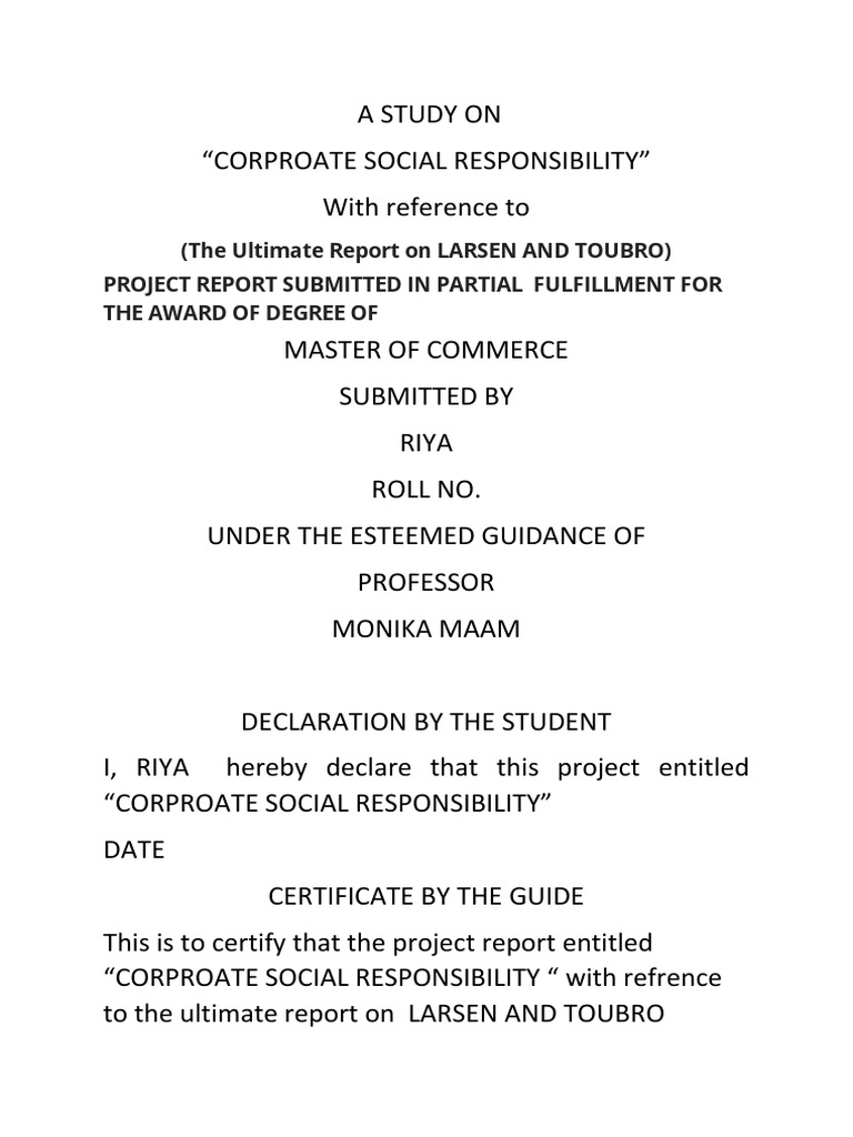 CSR Report Riya | PDF | Corporate Social Responsibility | Economies