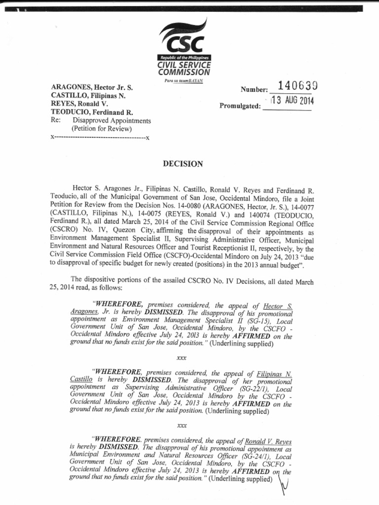 D140639 - ND - Disapproved Appointment, - No Budget - Newly Created ... D140639 - ND - Disapproved Appointment, - No Budget - Newly Created ...
