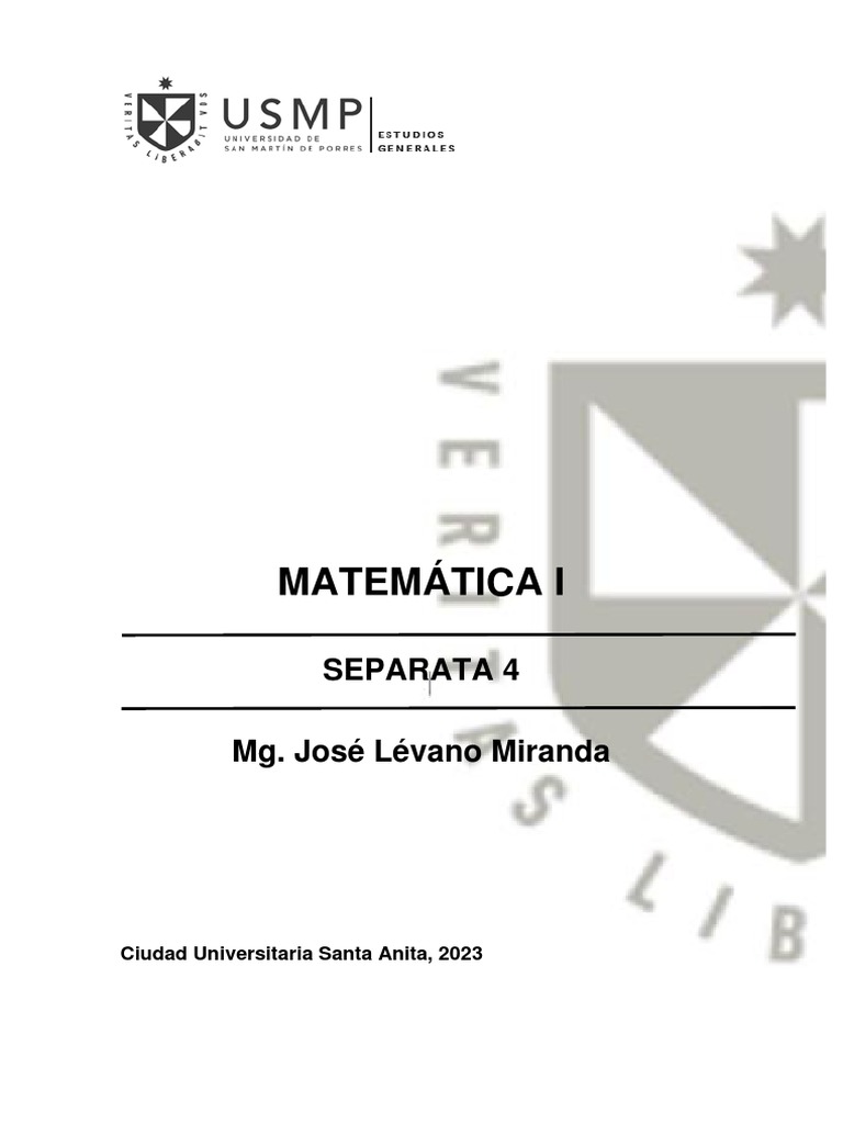 Matemática I - Separata 4 | PDF | Conjunto (Matemáticas) | Matemáticas