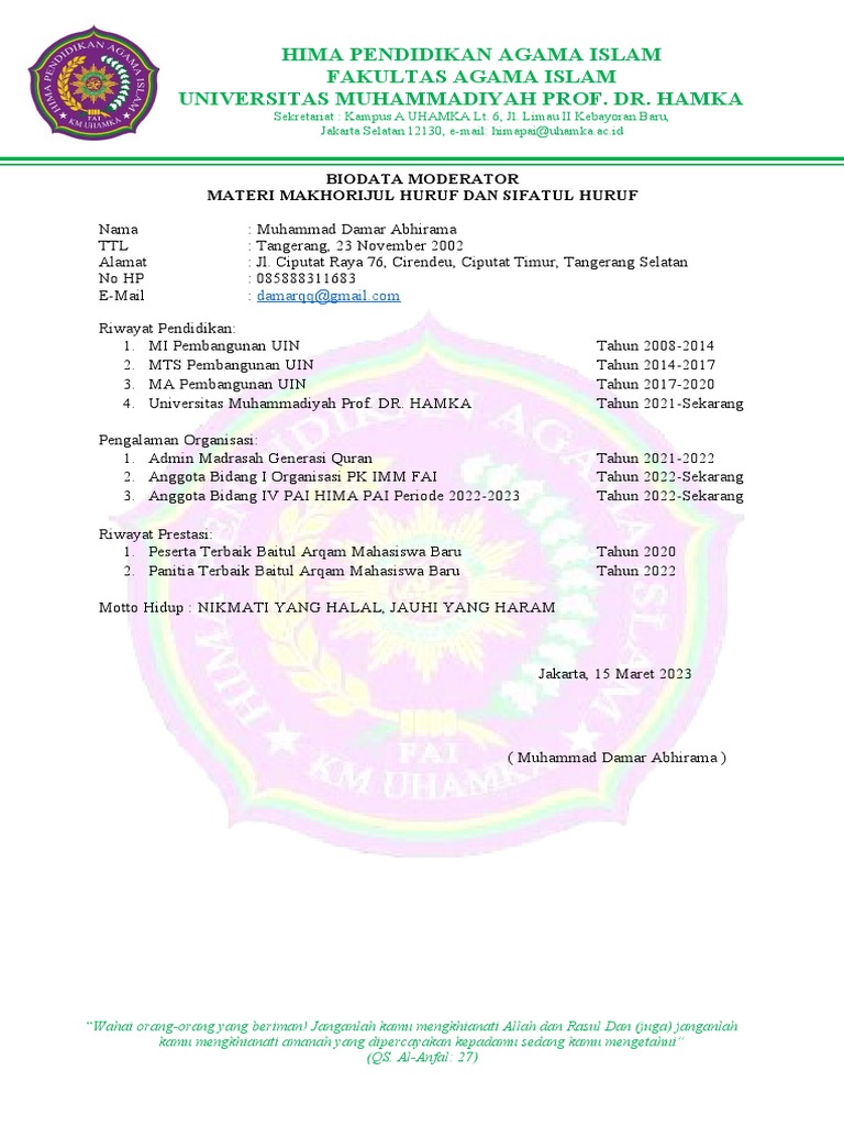 CV Moderator M. Damar | PDF | Ilmu Sosial