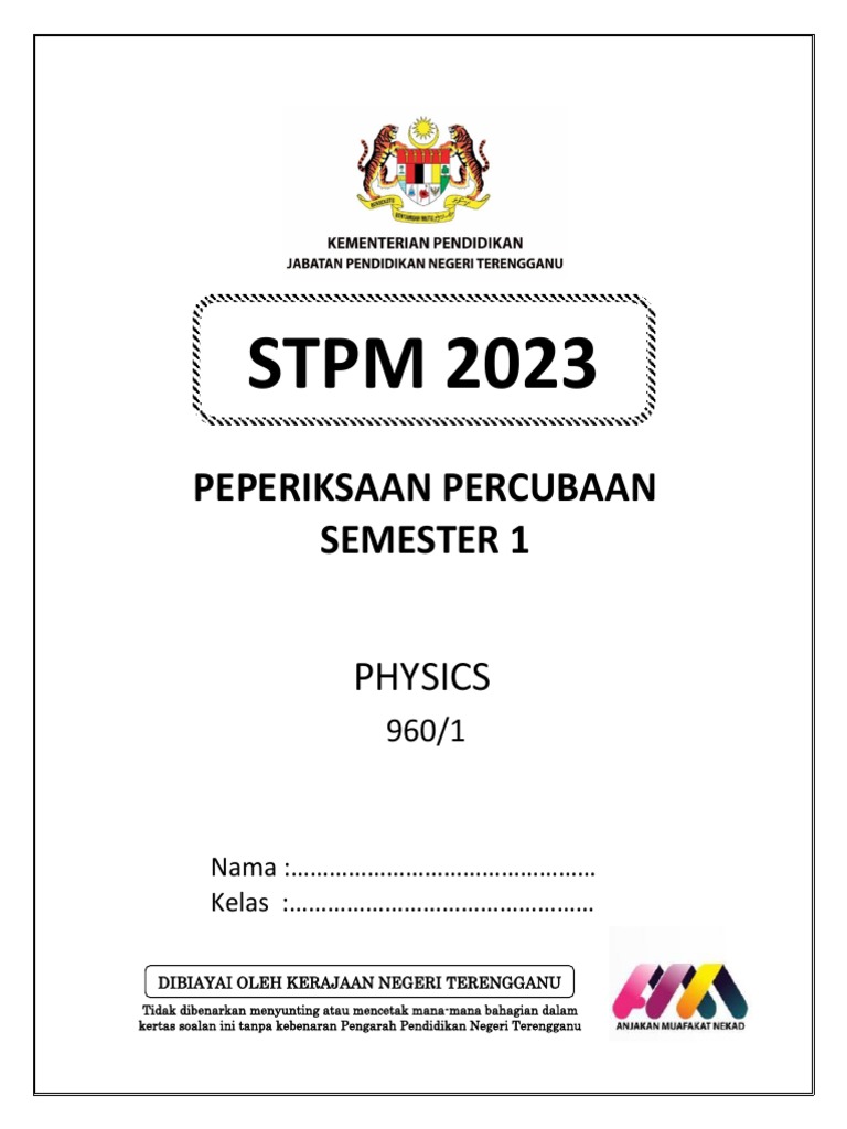 STPM2023 S1 Physics | PDF | Gases | Force