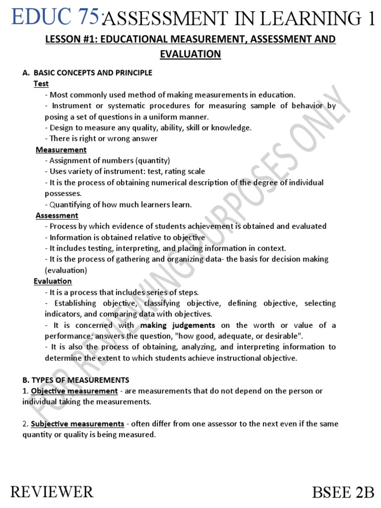 Educ 75 Reviewer | PDF | Educational Assessment | Validity (Statistics)