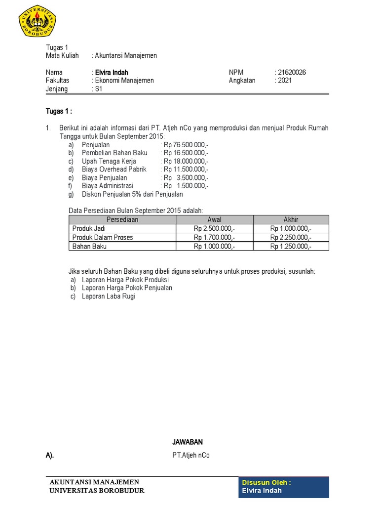 Laporan Keuangan PT Atjeh nCo | PDF