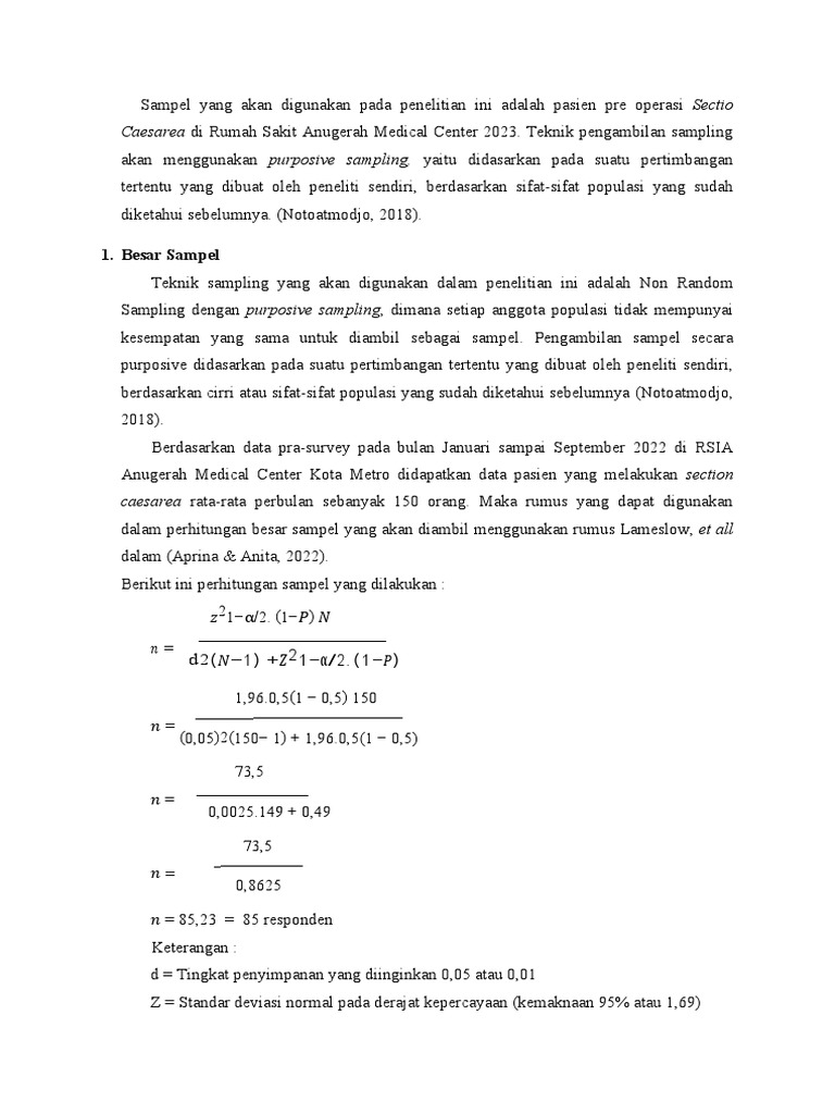 Rumus Sampel Lameshow - 1 | PDF