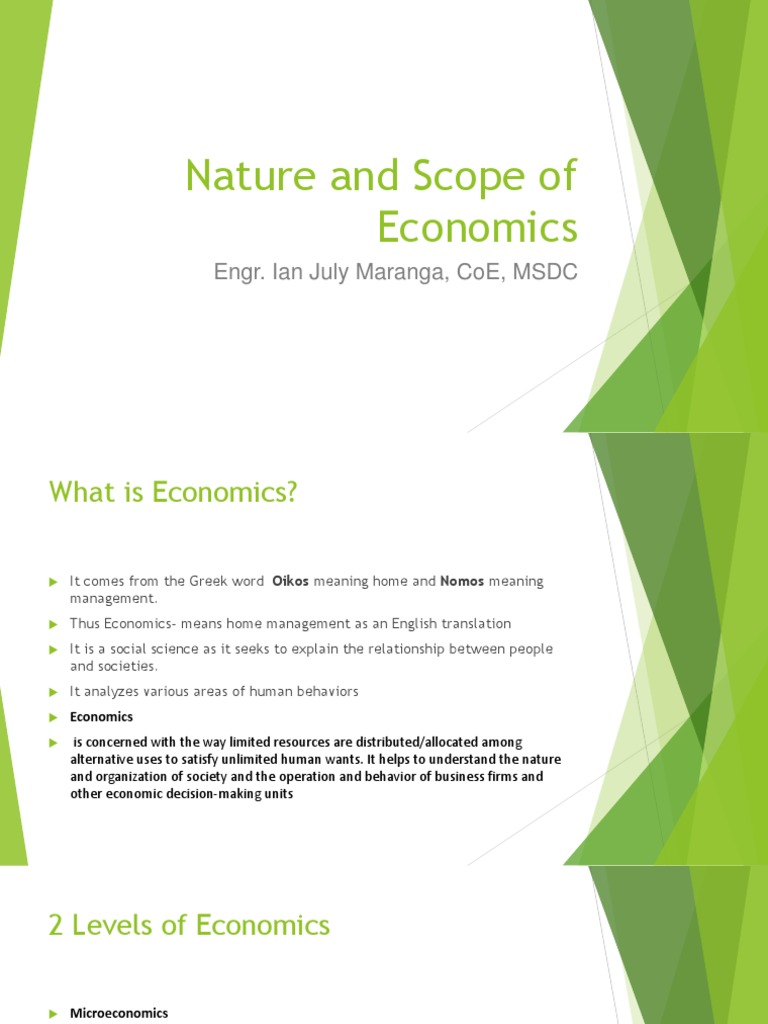 Understanding Economics: Nature & Scope | PDF | Career & Growth ...