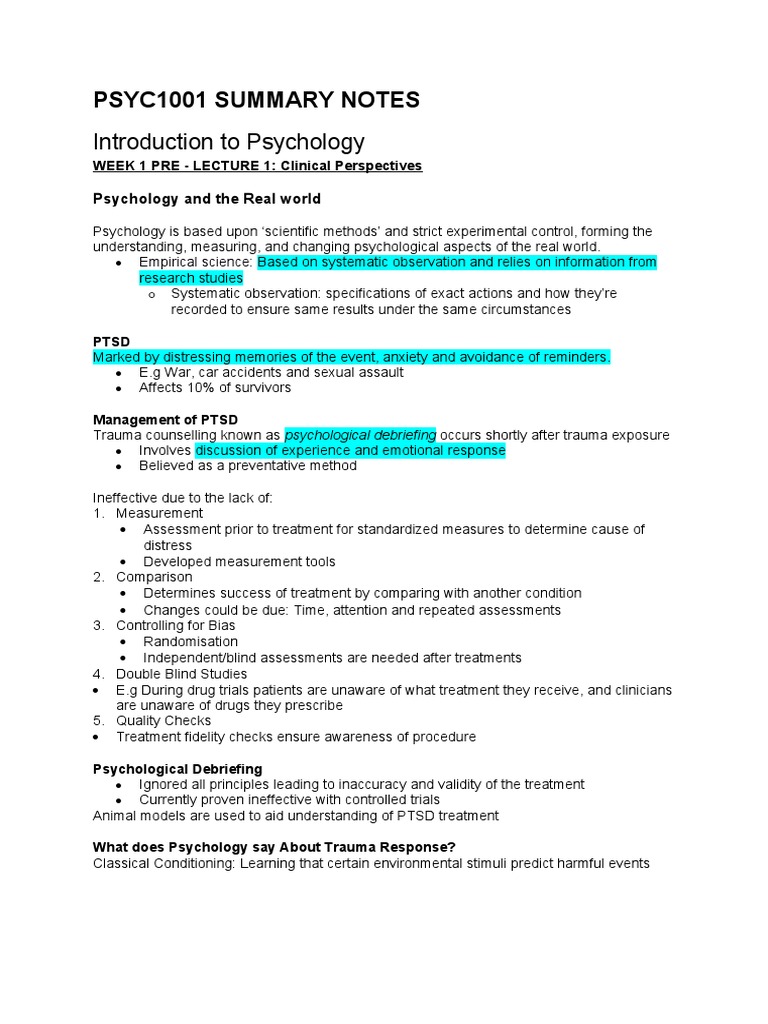 Psyc1001 Notes | PDF | Heritability | Attitude (Psychology)