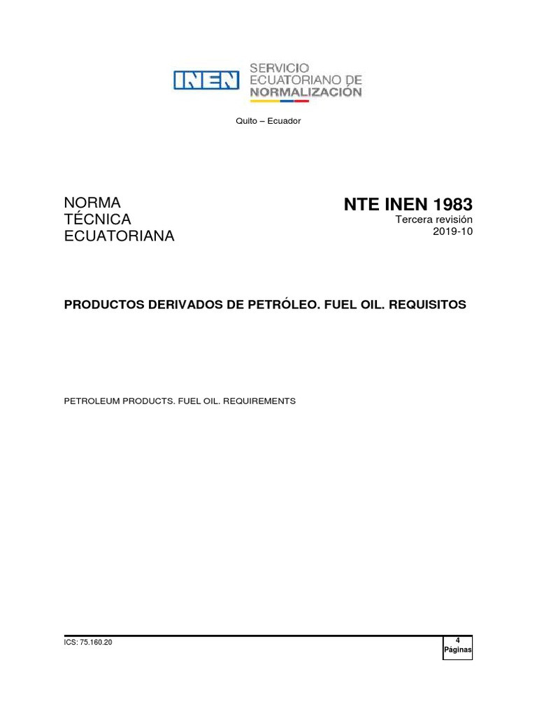 INEN 1983-3 Requisitos Fuel Oil | PDF | Combustibles fósiles | Combustibles