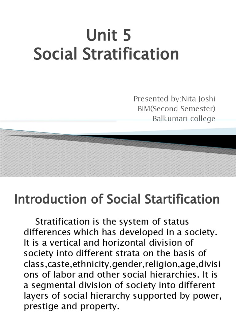 Unit-5 of Sociology | PDF | Social Stratification | Social Status