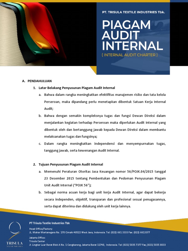 Piagam Audit Internal (Internal Audit Charter) | PDF Piagam Audit Internal (Internal Audit Charter) | PDF