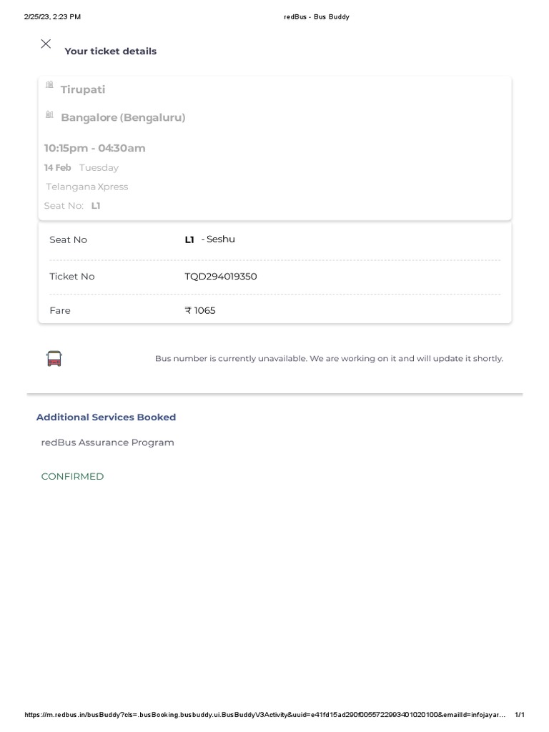 Redbus - Bus Buddy | PDF
