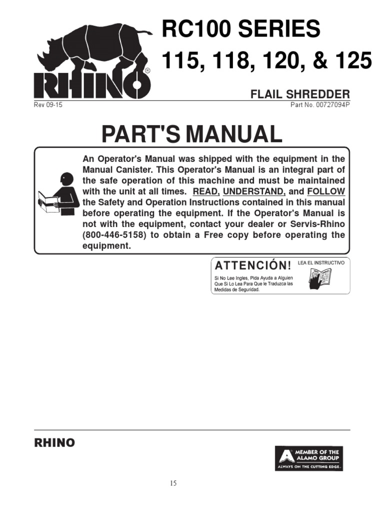 00727094P RC100 Series Parts Manual 09 15 | PDF | Axle | Screw