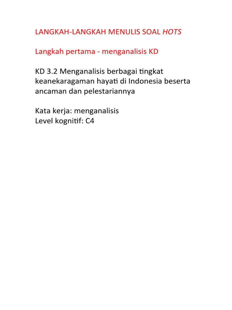 Langkah Menyusun Soal HOTS - SMA Kristen Atambua | PDF Langkah Menyusun Soal HOTS - SMA Kristen Atambua | PDF