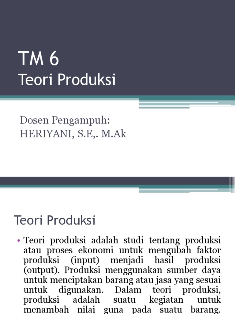 Rumus Produk Total dalam Teori Produksi | PDF