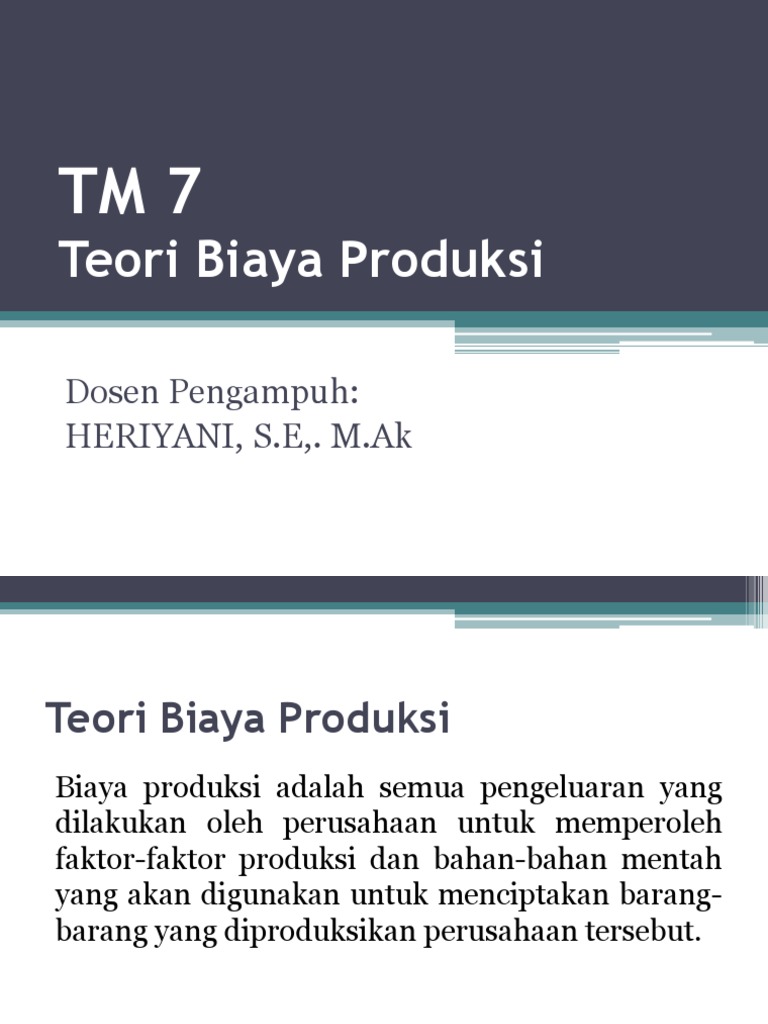 TM 7 - Teori Biaya Produksi | PDF