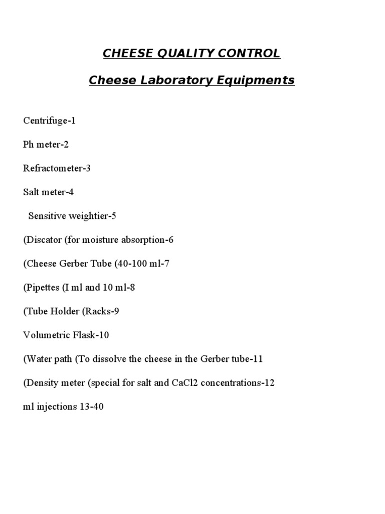 Cheese Quality Control | PDF | Cheese | Chemical Substances