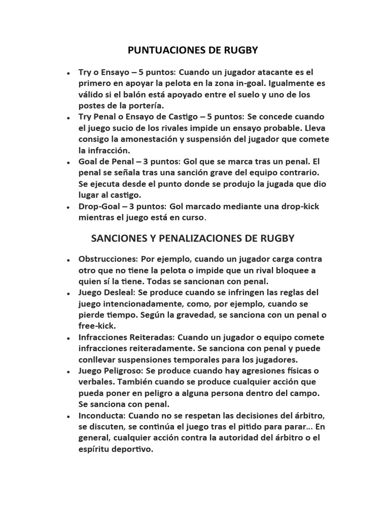 Reglas Del Rugby | PDF