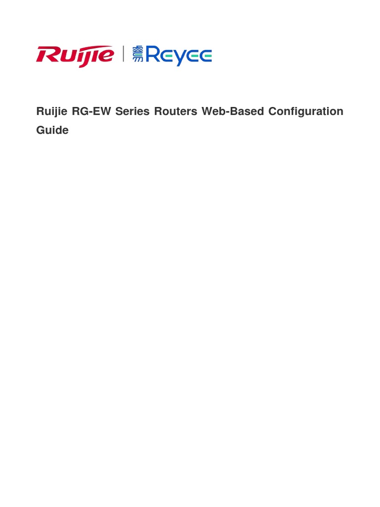 Ruijie RG-EW1200G Pro Router Web-Based Configuration Guide | PDF ...