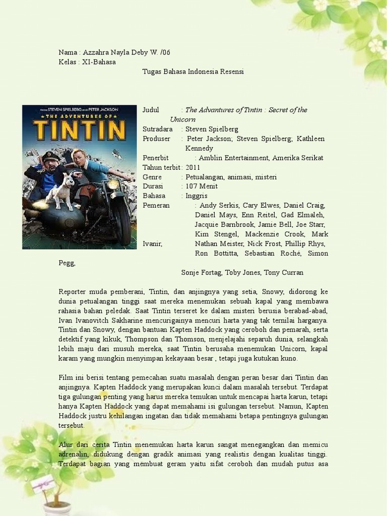 Resensi Film "The Adventures of Tintin" | PDF