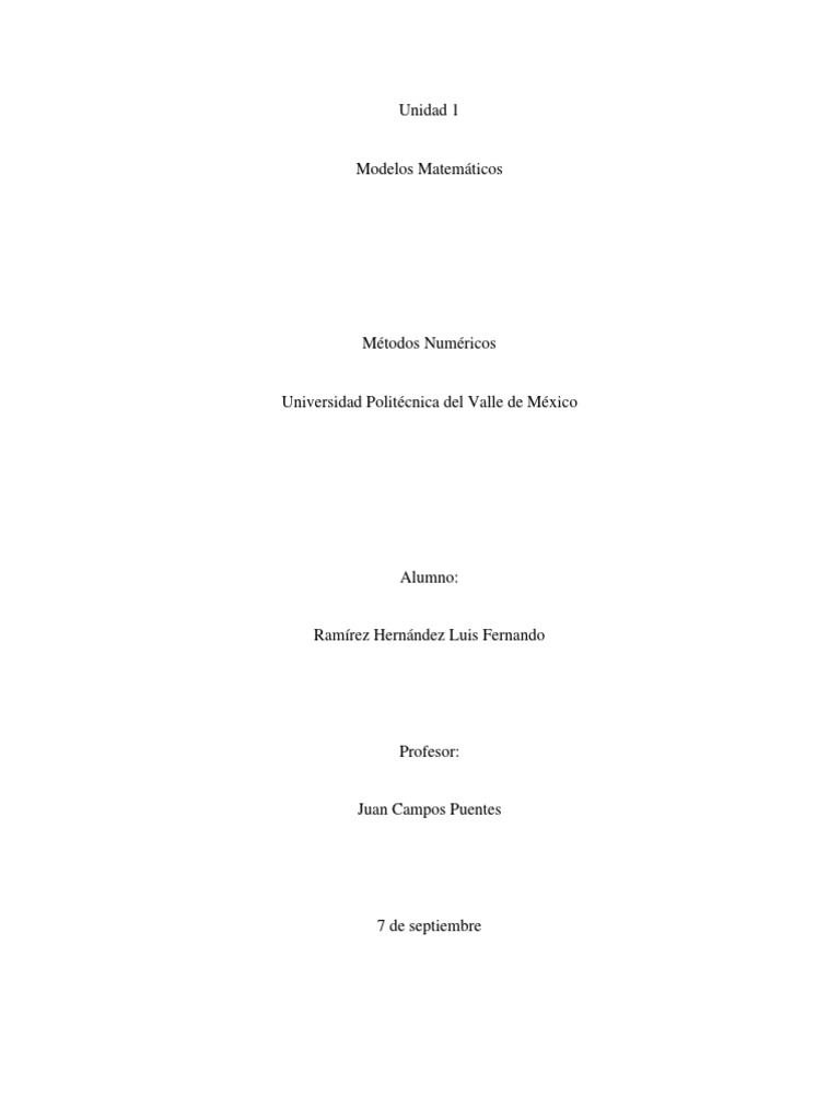 Tarea U. 1 Modelos Matematicos | PDF | Lenguaje de programación | Programación de computadoras