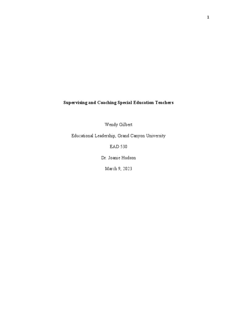 530 Supervising and Coaching Special Education Teachers 1 1 | PDF ...