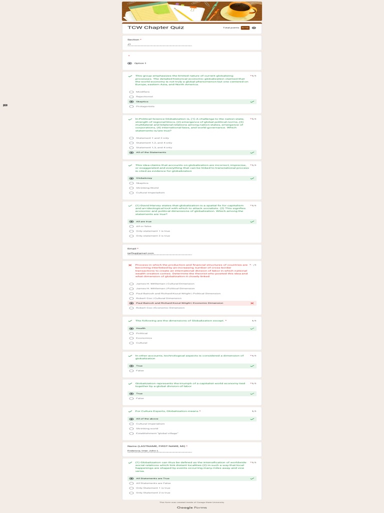 Tcw Chapter Quiz Pdf Globalization Ideologies