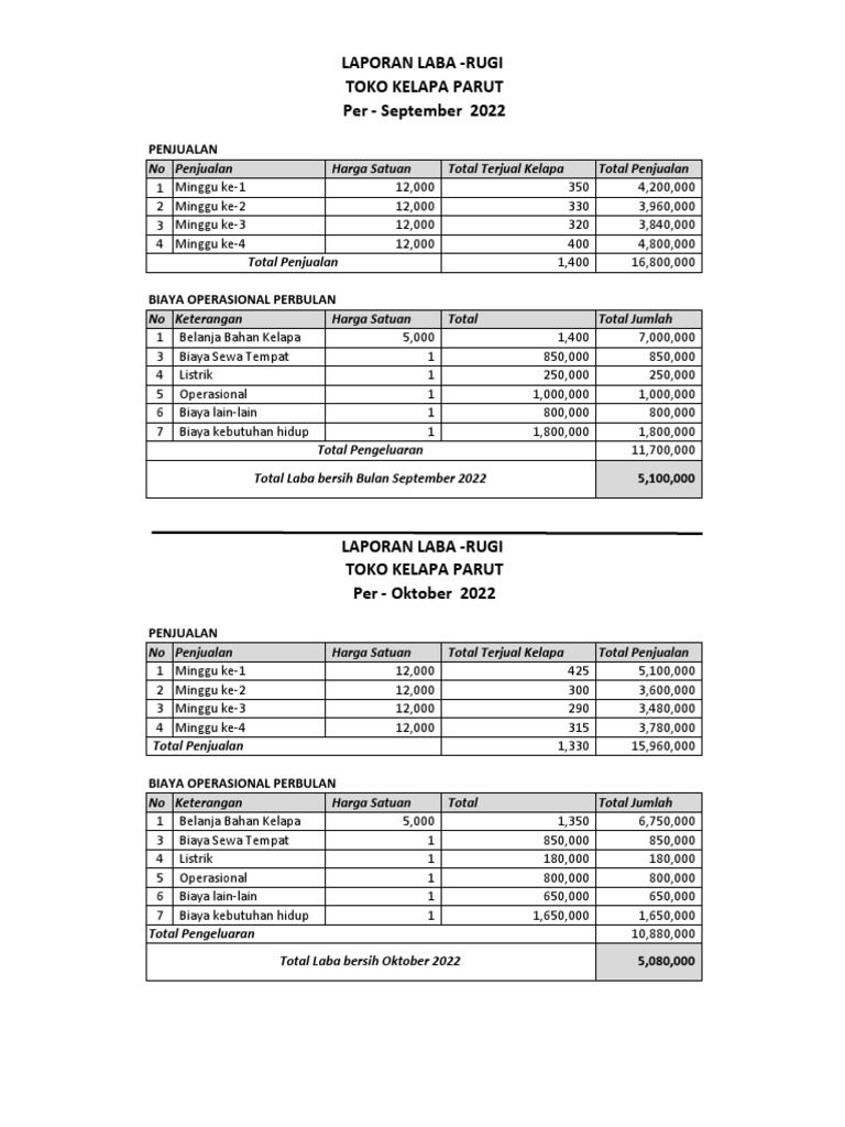 Laporan Laba Rugi | PDF