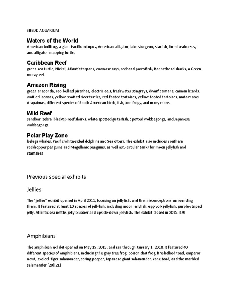 Shedd Aquarium | PDF | Aquatic Animals | Fish